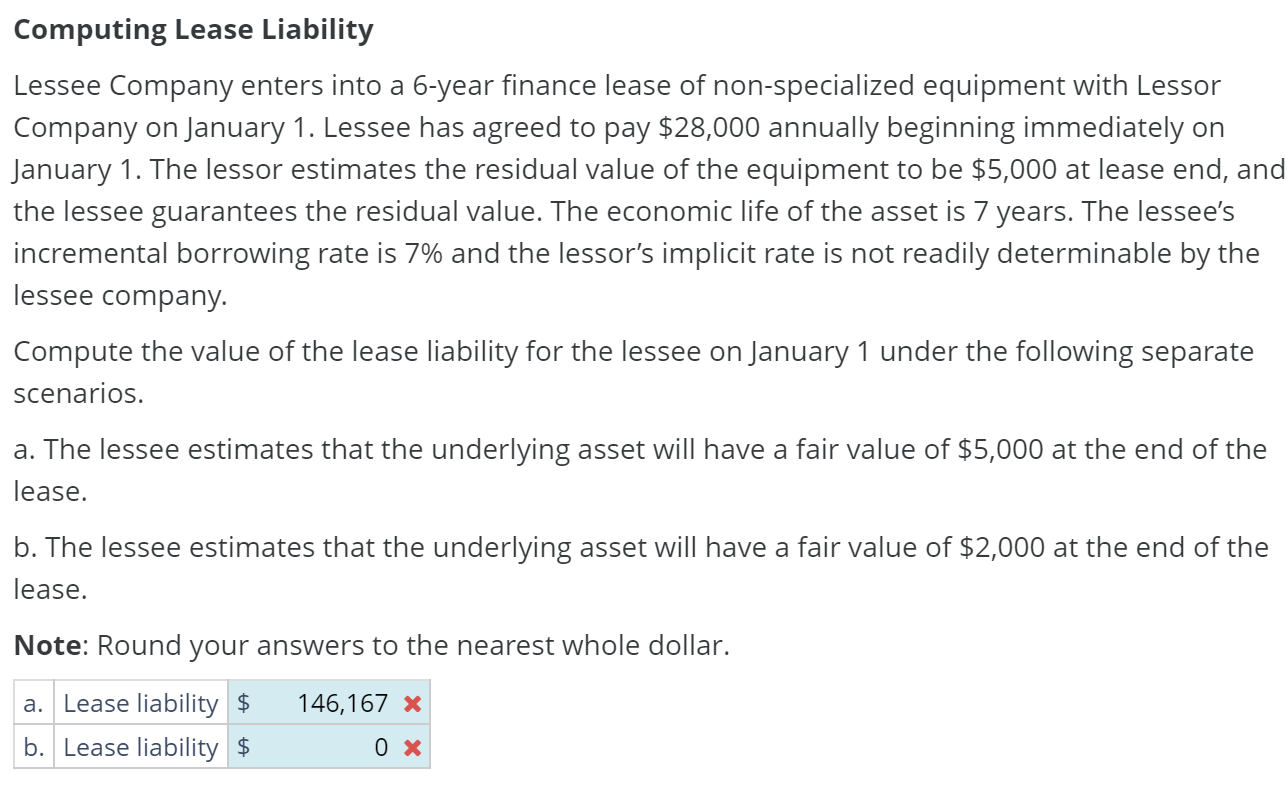 Solved Computing Lease LiabilityLessee Company enters into a | Chegg.com
