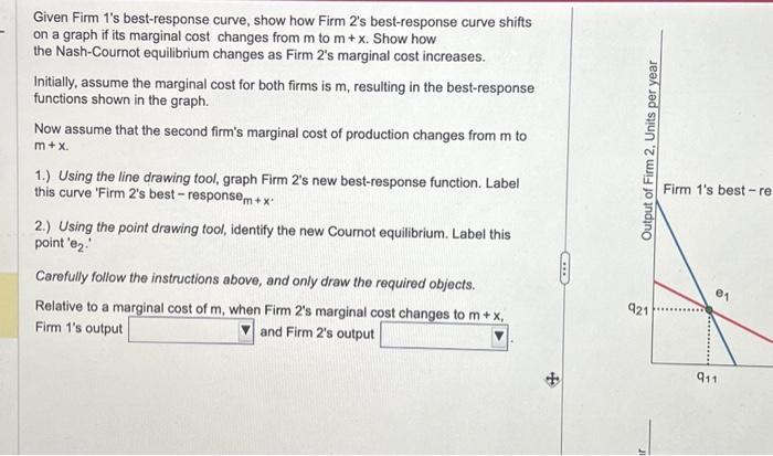 Given Firm 1's best-response curve, show how Firm 2's | Chegg.com