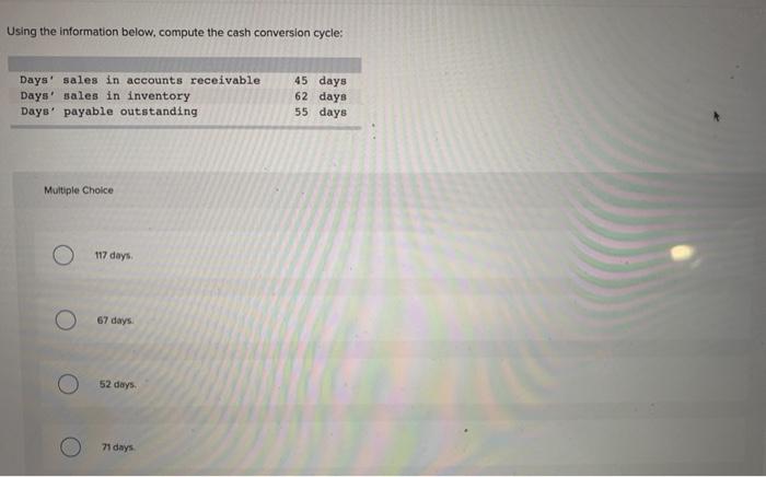 Solved Using the information below.compute the cash | Chegg.com
