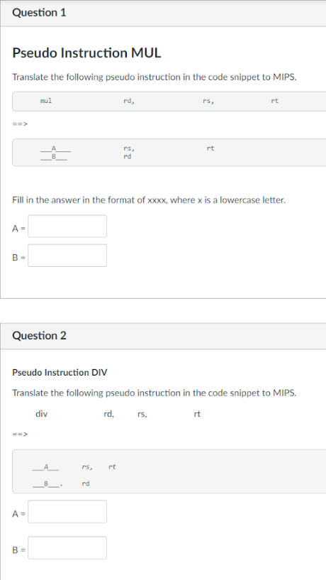 Solved Question 1Pseudo Instruction MULTranslate the | Chegg.com