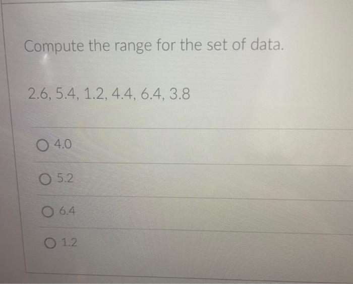 Solved Compute the range for the set of data. | Chegg.com