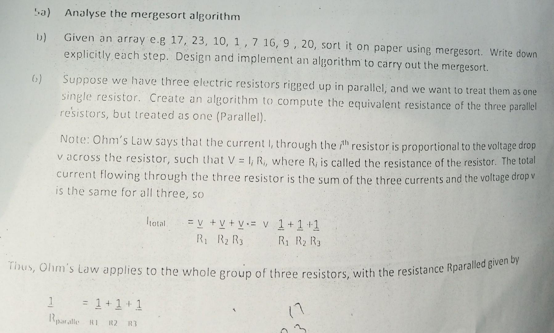 Solved 5aAnalyse the mergesort algorithm Given an array e.g | Chegg.com