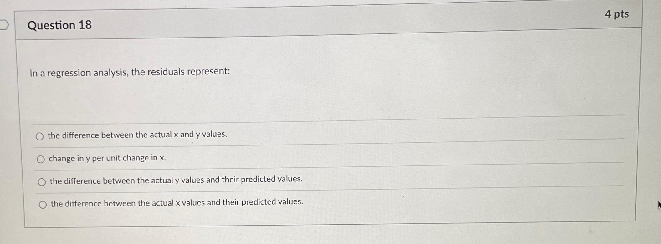 Solved Question 184 ﻿ptsIn a regression analysis, the | Chegg.com