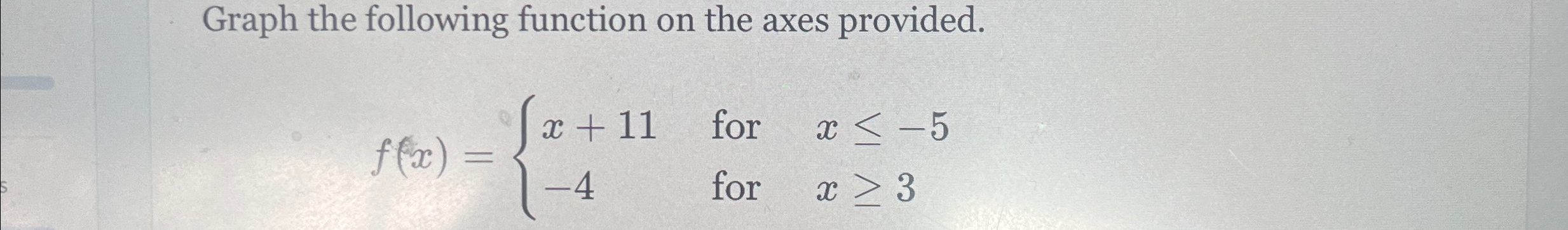 Solved Graph the following function on the axes | Chegg.com