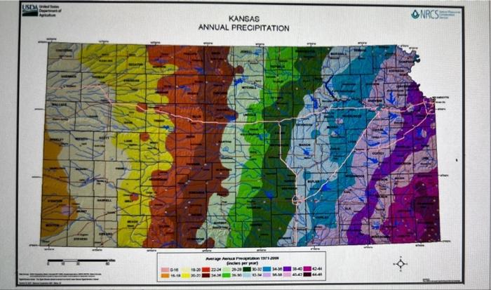 USD ONRCS KANSAS ANNUAL PRECIPITATION August findes | Chegg.com