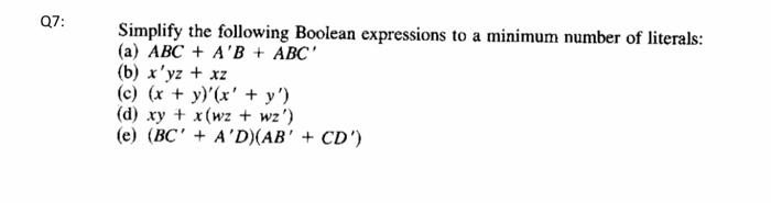 Solved Simplify the following Boolean expressions to a | Chegg.com