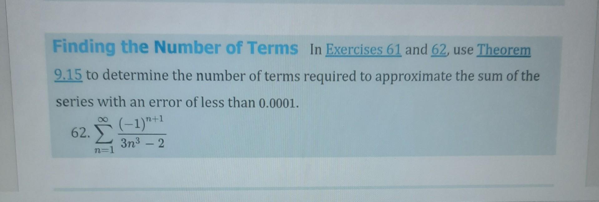 Solved Finding the Number of Terms In Exercises 61 and 62 | Chegg.com