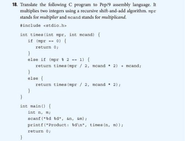 Solved Translate To Pep9 Assembly Language Make Sure It Can 