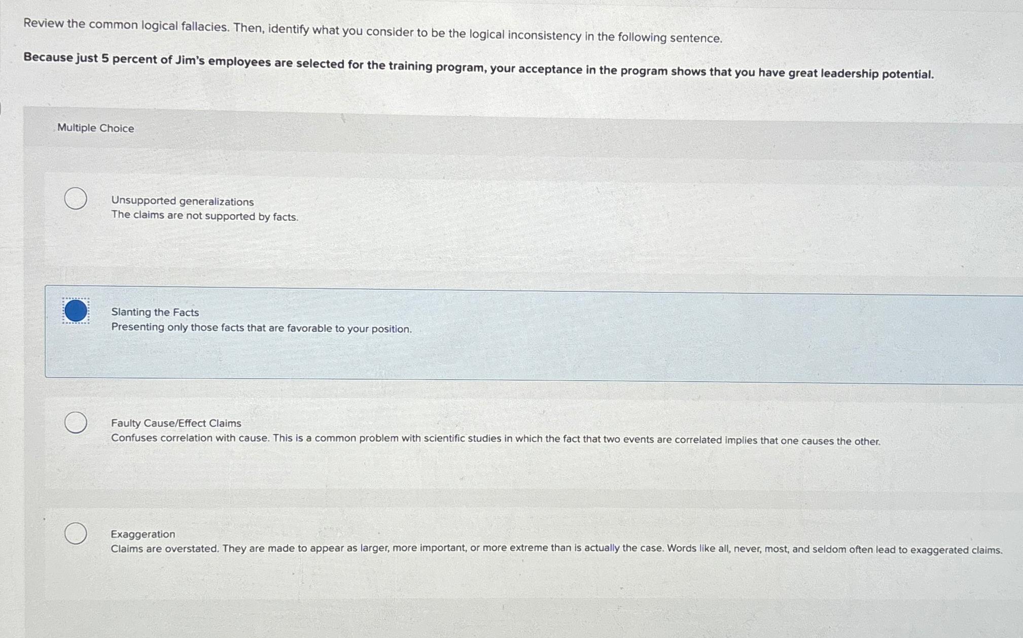 Solved Review the common logical fallacies. Then, identify | Chegg.com