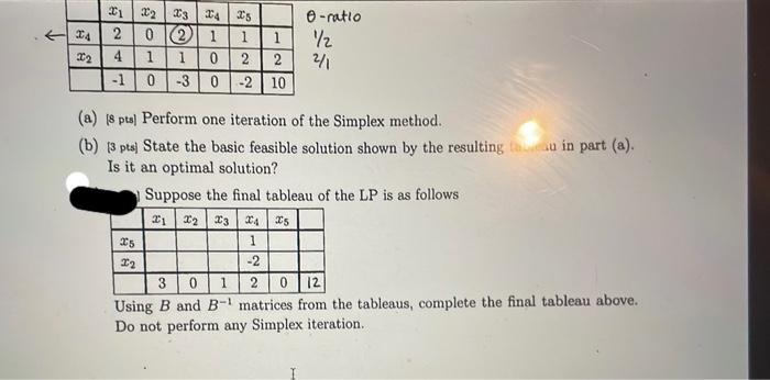 A 8pts Perform One Iteration Of The Simplex 