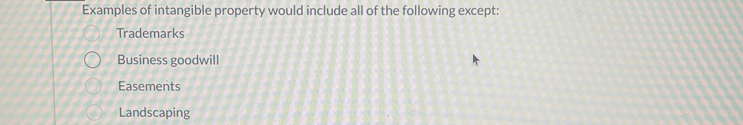 Solved Examples of intangible property would include all of | Chegg.com