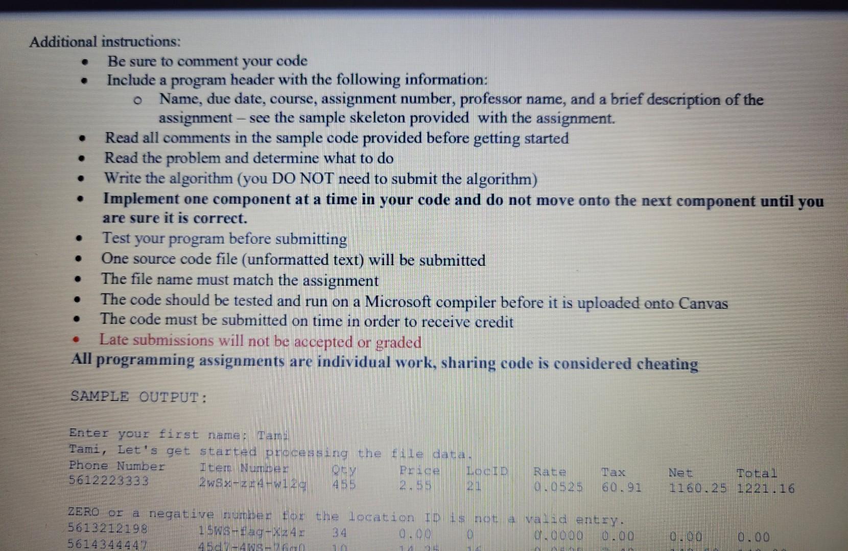 Solved COP 3014 - program 4-order calculator with a file | Chegg.com