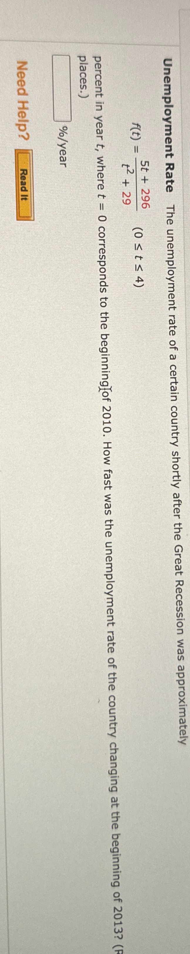 Solved Unemployment Rate The unemployment rate of a certain | Chegg.com