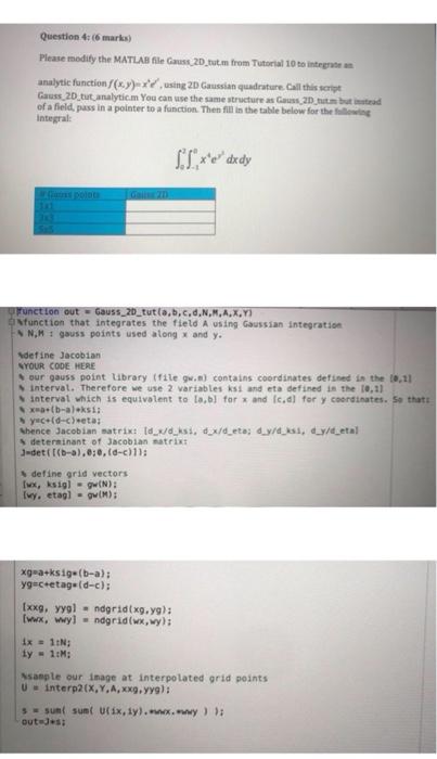Question 4 (6 marks) Please modify the MATLAB file | Chegg.com