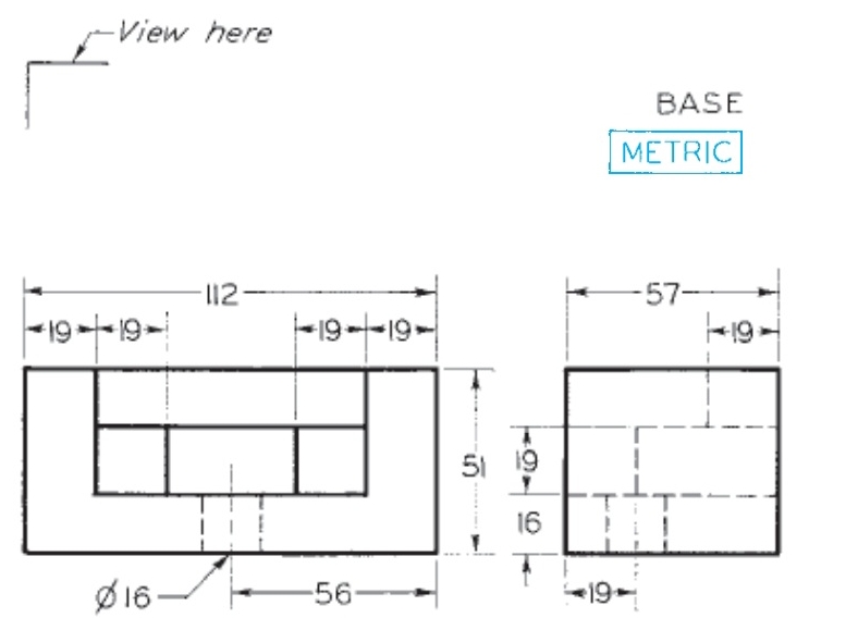 BASEMETRICDraw top view with dimensions | Chegg.com