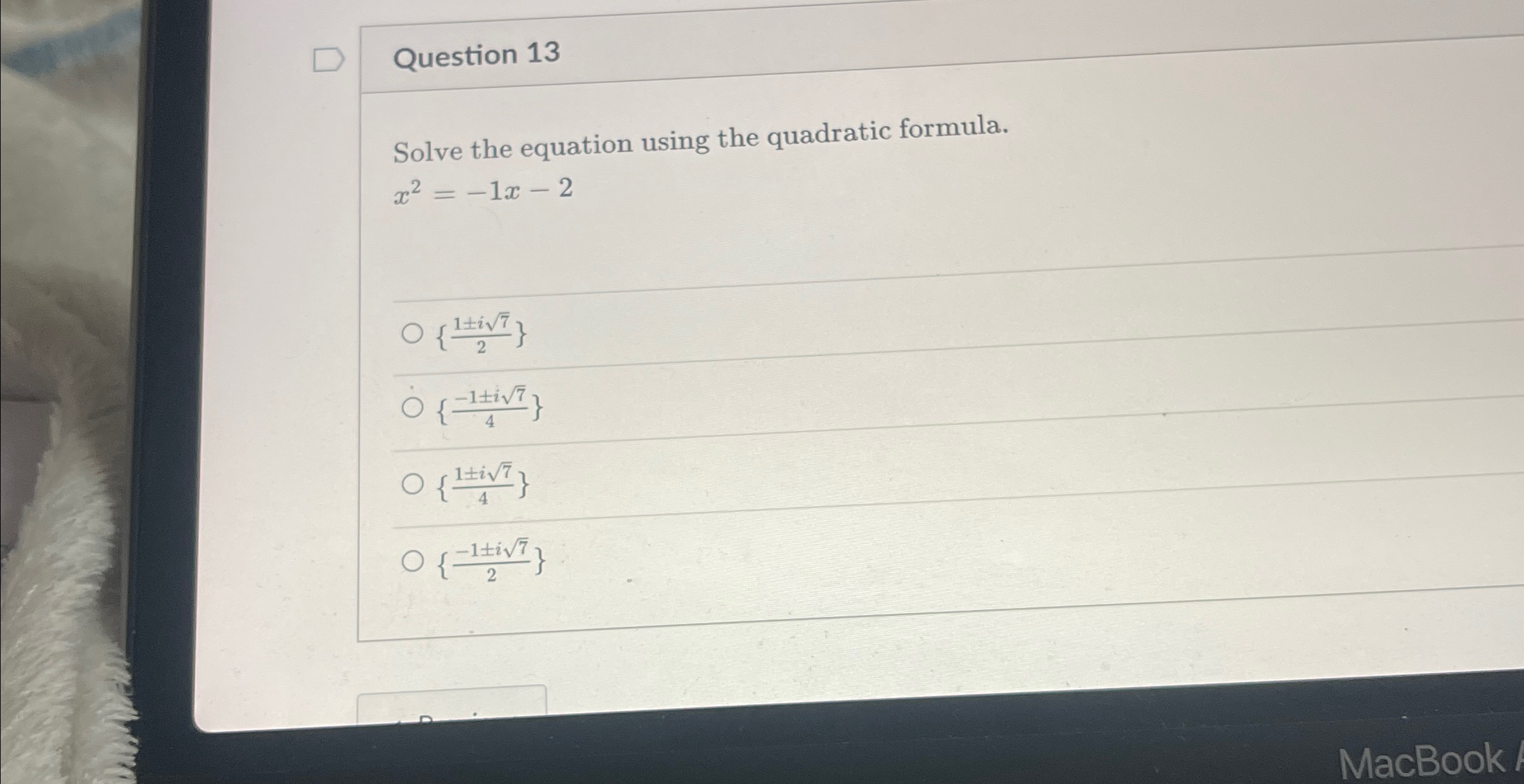 Solved Question 13Solve the equation using the quadratic | Chegg.com