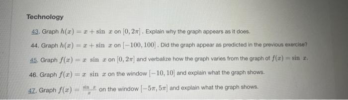 Solved Technology 43. Graph h(x)=x+sinx on [0,2π]. Explain | Chegg.com