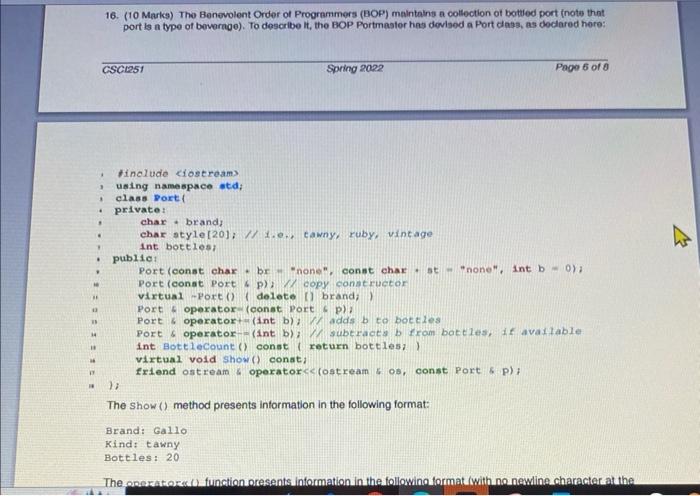 16. (10 Marks) The Benevolent Order of Programmers | Chegg.com
