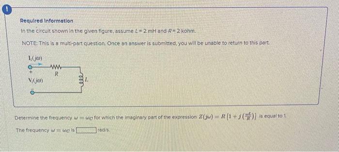 Solved Required Information In the circult shown in the | Chegg.com