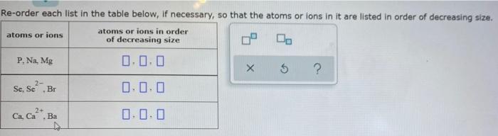 Solved Re-order each list in the table below, if necessary, | Chegg.com