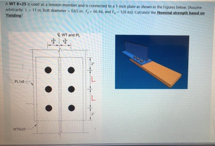 Solved A WT 8x25 is used as a tension member and is | Chegg.com