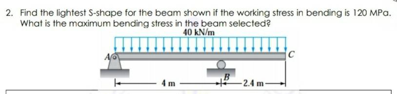 Solved 2. Find the lightest S-shape for the beam shown if | Chegg.com