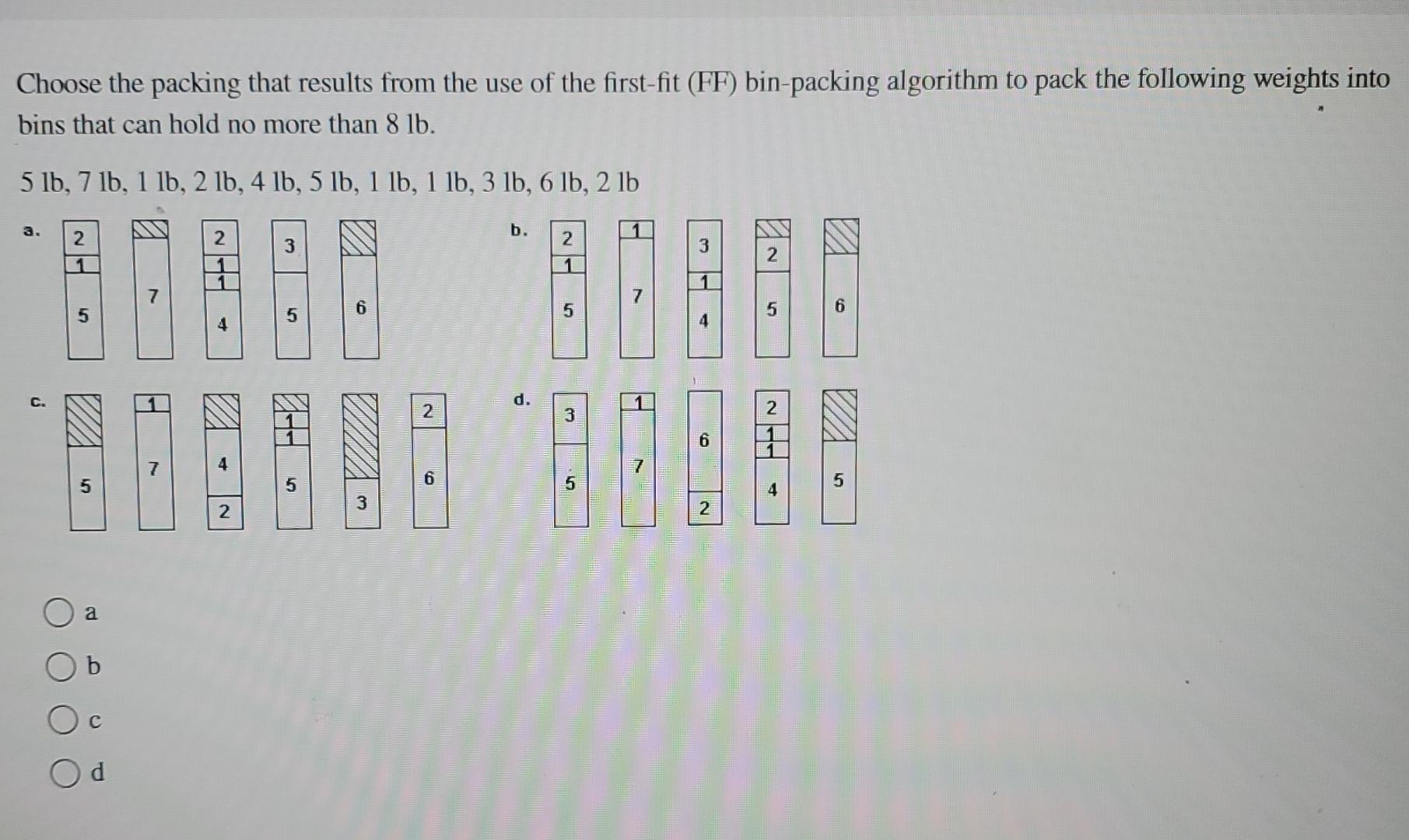 Solved Choose the packing that results from the use of the | Chegg.com