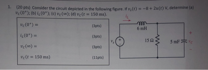 Solved (20 pts) Consider the circuit depicted in the | Chegg.com
