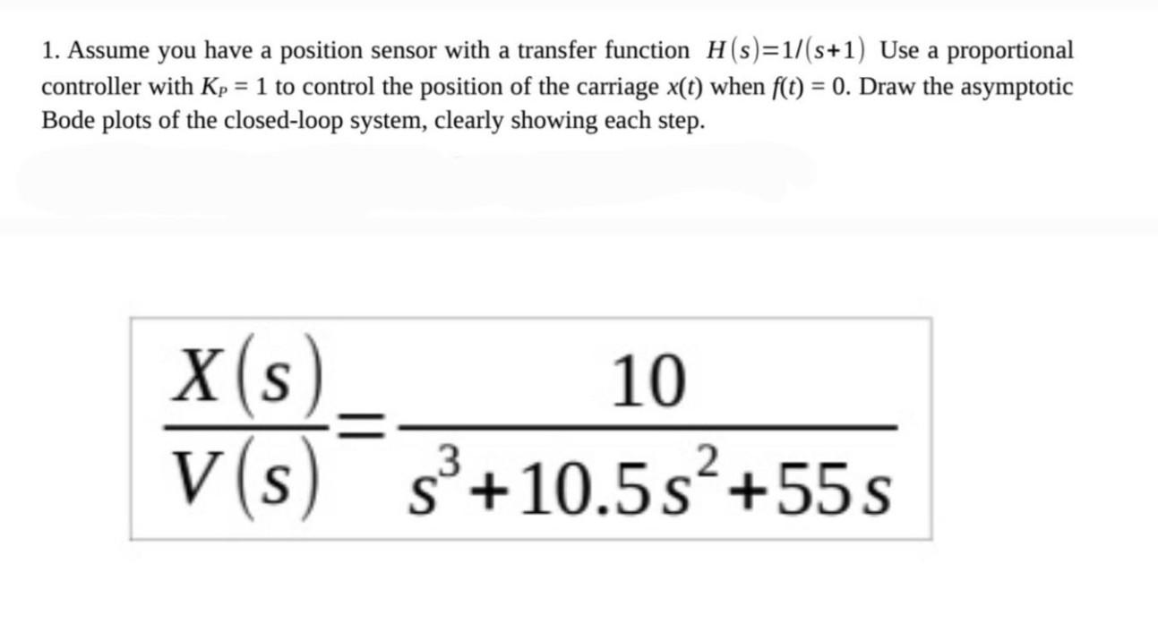 Solved 1. Assume you have a position sensor with a transfer | Chegg.com