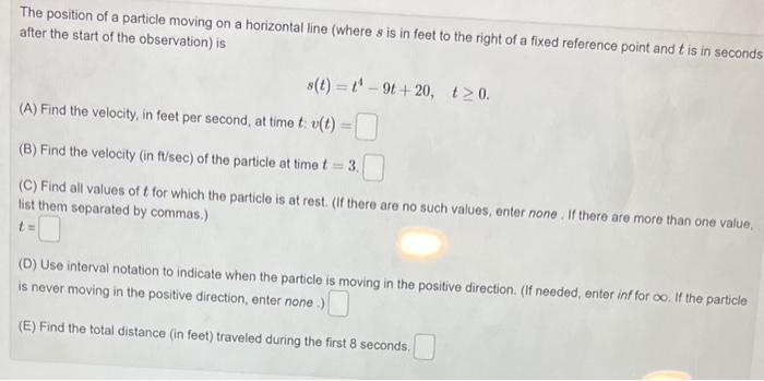 Solved The position of a particle moving on a horizontal | Chegg.com