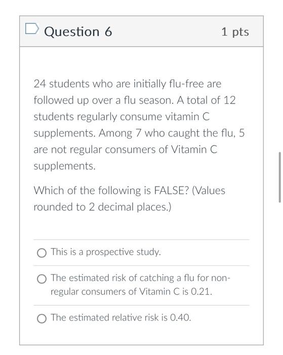 Solved Question 6 1 pts 24 students who are initially | Chegg.com