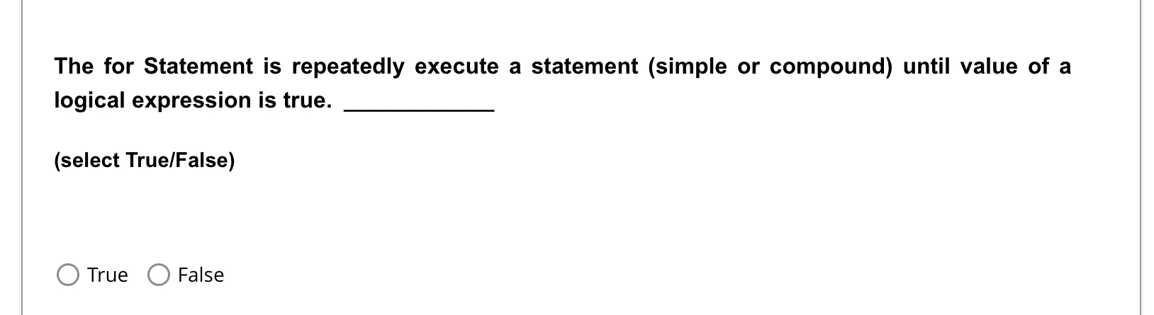 Solved The for Statement is repeatedly execute a statement | Chegg.com