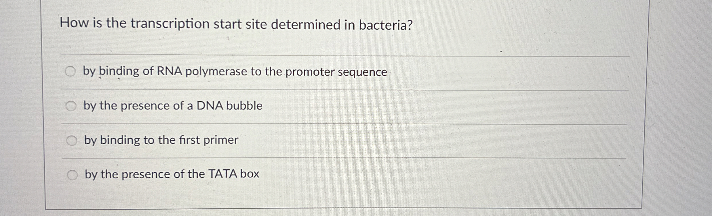 Solved How is the transcription start site determined in | Chegg.com