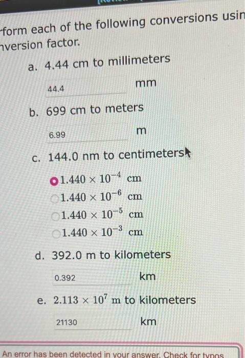 Solved c. 144.0 nm to centimeters 1.440×10−4 cm1.440×10−6 | Chegg.com