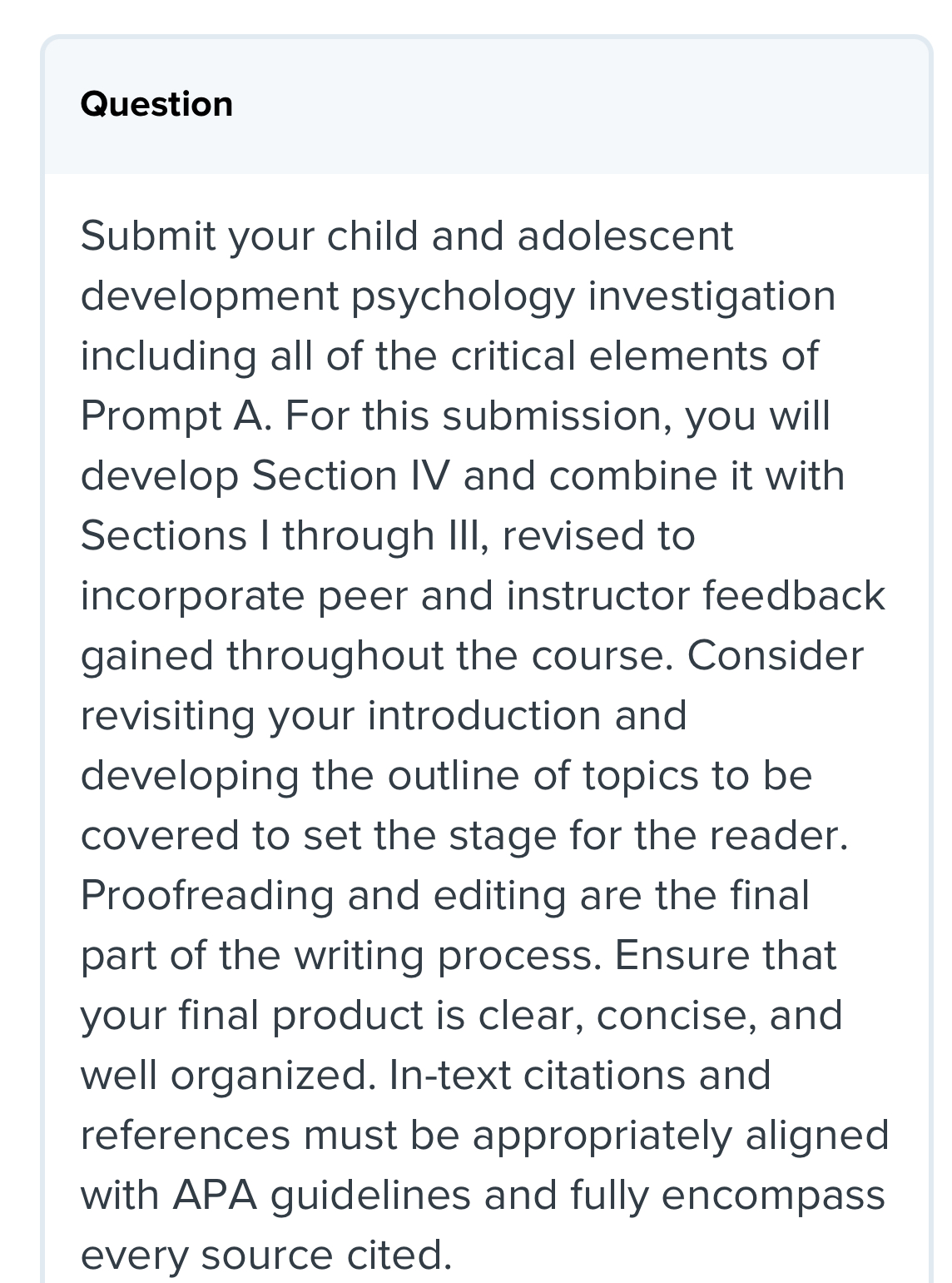 Solved QuestionSubmit your child and adolescent development | Chegg.com