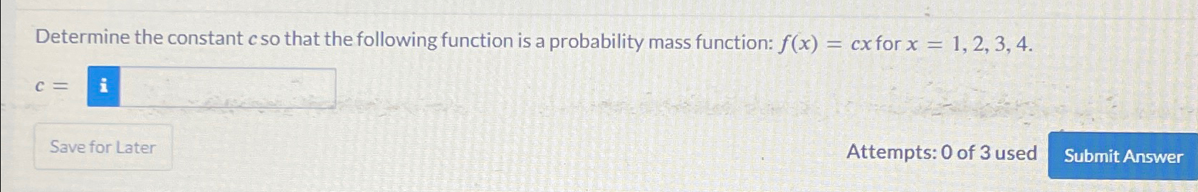 Solved Determine the constant c ﻿so that the following | Chegg.com