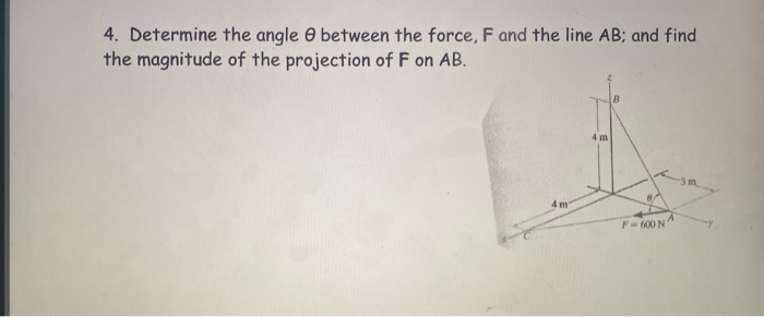 Solved 4. Determine the angle between the force, F and the | Chegg.com