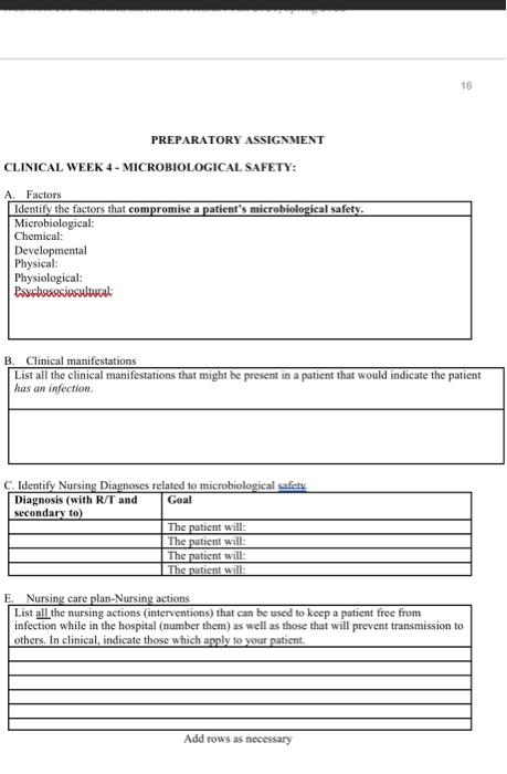 Solved PREPARATORY ASSIGNMENT CLINICAL WEEK 4 - | Chegg.com