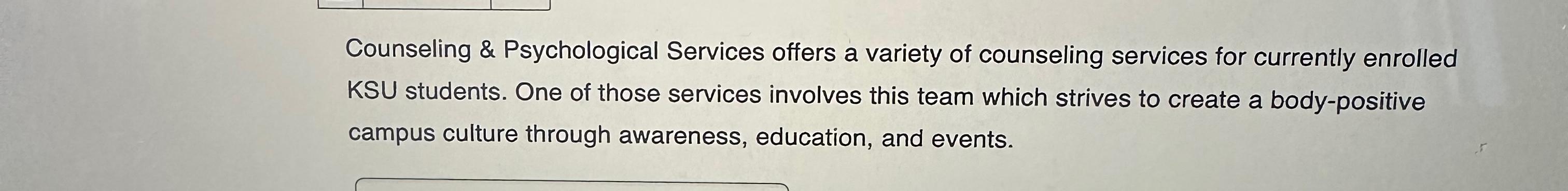 Solved Counseling & Psychological Services offers a variety | Chegg.com