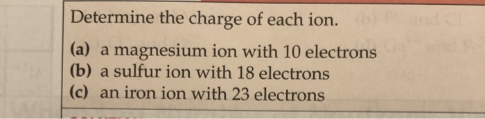Solved Determine the charge of each ion. (a) a magnesium ion | Chegg.com