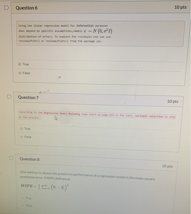 Solved D Question 6 10 pts Using the linear regression model | Chegg.com Solved D Question 6 10 pts Using the linear regression model | Chegg.com