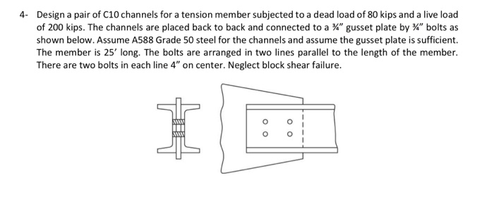 Solved 4- Design a pair of C10 channels for a tension member | Chegg.com