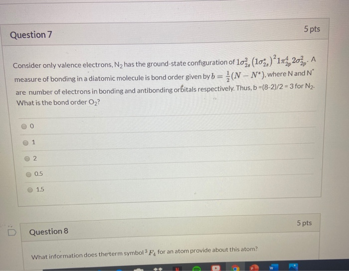 Solved Question 6 5 Pts Molecular Orbitals Written As Linear