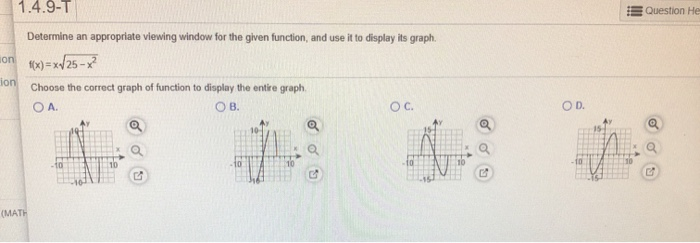 Solved 1.4.9-T Question He Determine an appropriate viewing | Chegg.com