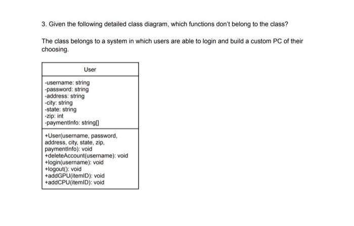 Solved 3. Given the following detailed class diagram, which | Chegg.com