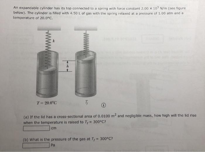 Solved An expandable cylinder has its top connected to a | Chegg.com