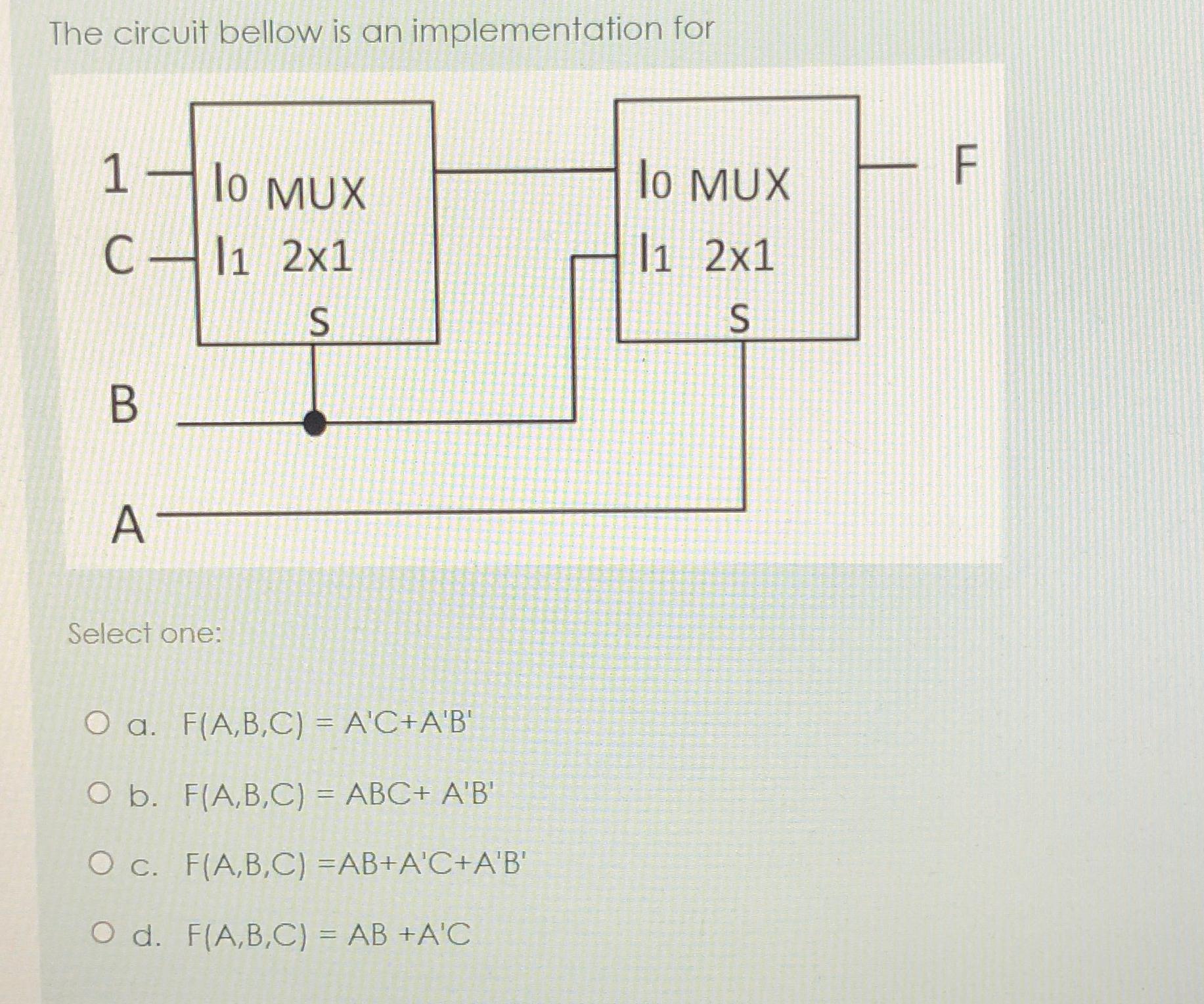 Solved The circuit bellow is an implementation forSelect | Chegg.com