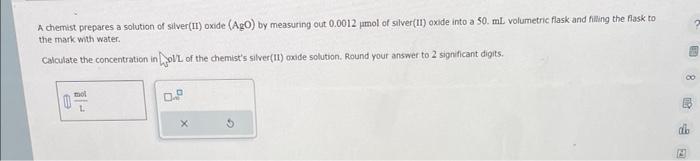 Solved A chemist prepares a solution of silver(II) oxide | Chegg.com