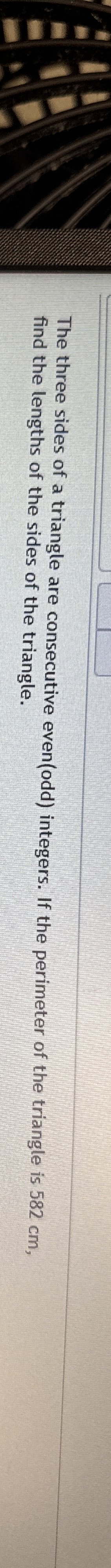 Solved The three sides of a triangle are consecutive | Chegg.com