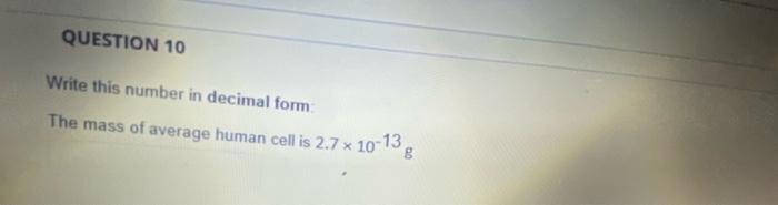 Solved Write this number in decimal form The mass of average | Chegg.com